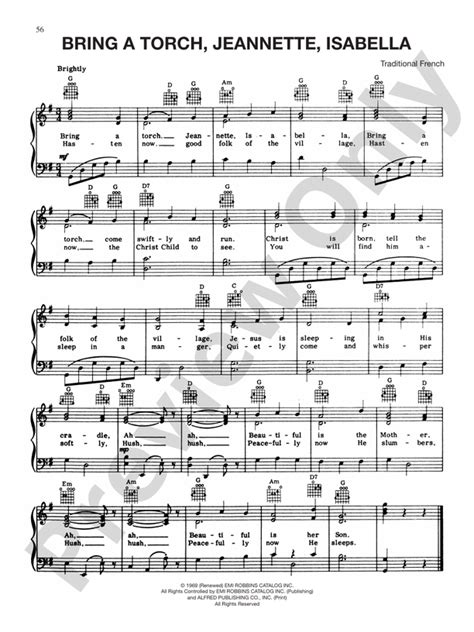 Bring A Torch Jeannette Isabella Piano Vocal Chords Digital Sheet