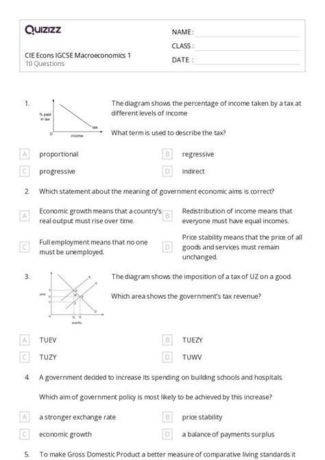 50 Macroeconomics Worksheets For 10th Year On Quizizz Free And Printable