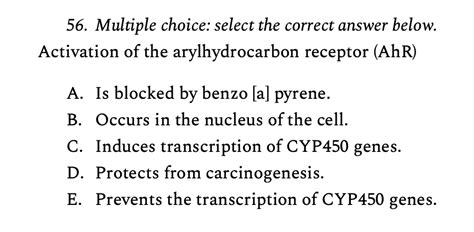 Solved 56 Multiple Choice Select The Correct Answer Below