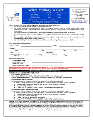 Active Military Waiver Doc Template PdfFiller
