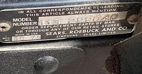 Sears Craftsman Model And Mfg No Trying To Determine Date Of Manufacture Album On Imgur