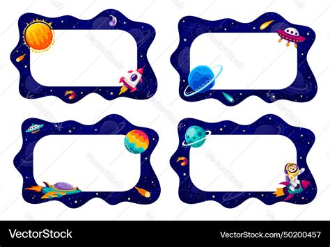 Border Frames Space Landscape Astronaut Rocket Vector Image
