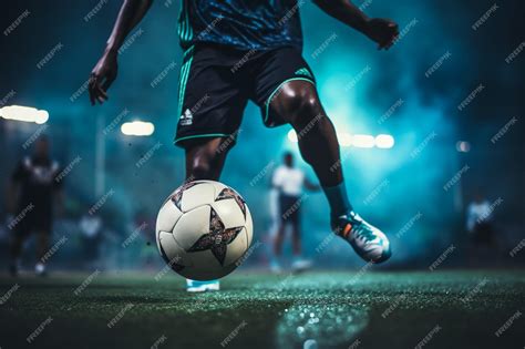 Premium Photo Close Up Of Soccer Player Feet Shooting A Ball With
