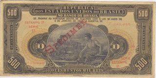 500 Mil Réis Thesouro Nacional 13th Print Brazil Numista