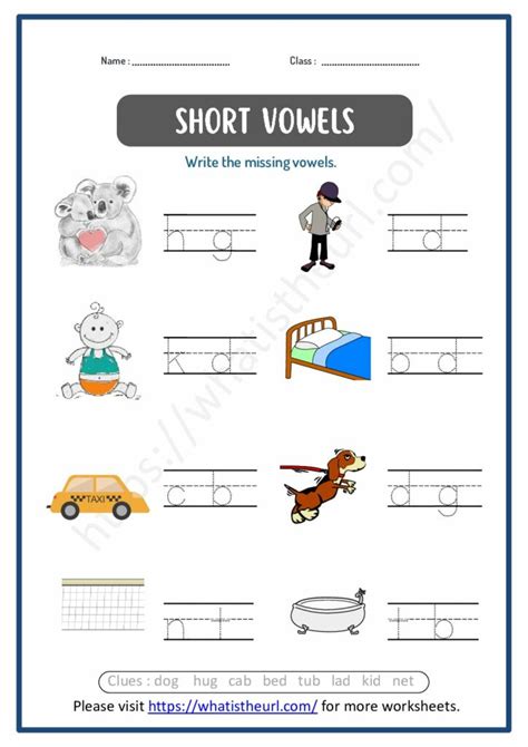 Short Vowels Write The Missing Vowels Your Home Teacher