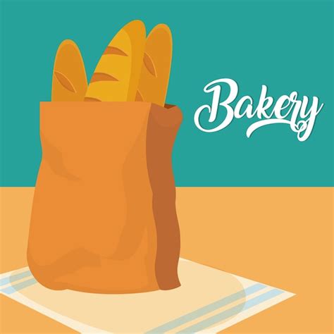 Baguettes Dentro De La Bolsa De Papel Vector Premium