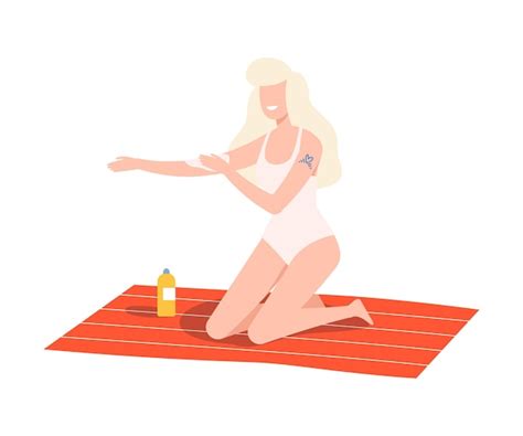 Premium Vector Attractive Woman With Tattoo And Blonde Hair Sitting