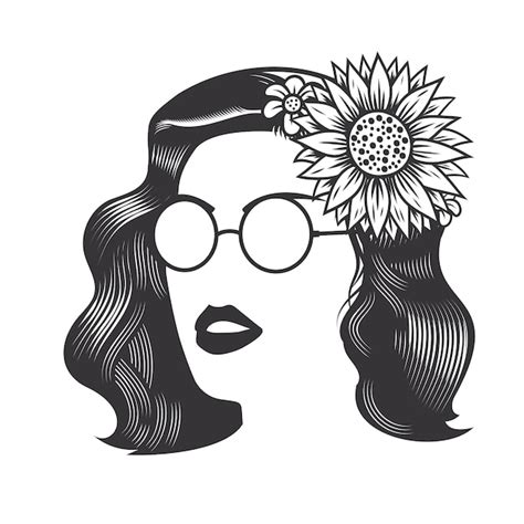 Premium Vector Woman Face With Vintage Hairstyles For Flower On Long