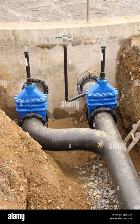 Gate Valve And Emergency Bypass Valve In Front Of An Aeration Tank In A