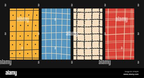Set Of Abstract Vector Grid Patterns In Bold Colors Stock Vector Image And Art Alamy