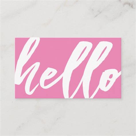 Hello Fancy Script Bubblegum Pink Business Card