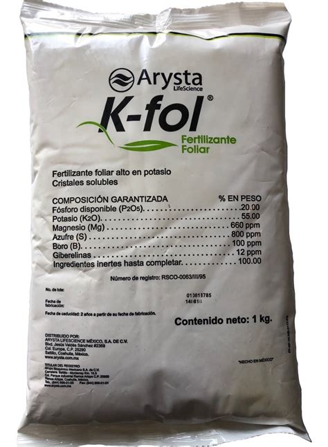 K Fol Nutriente Fertilizante Foliar Alto Potasio 1 Kg Mercado Libre