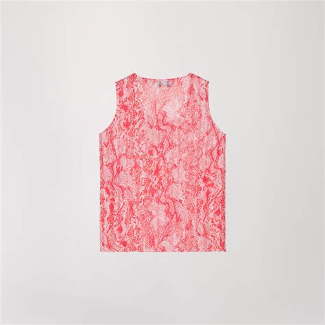 Coral Python Print V Neck Tank Top Apostrophe Paris