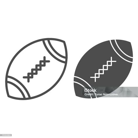 미식 축구 공 라인과 글리프 아이콘입니다 럭비 공 벡터 그림 흰색에 격리 웹 및 응용 프로그램을 위해 설계된 바늘 윤곽 스타일 디자인 타원형 공 Eps 10 10에 대한
