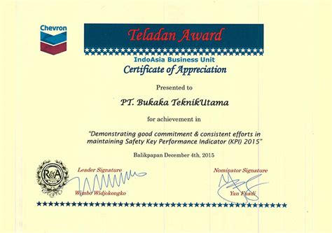 Award Record Pt Bukaka Teknik Utama Tbk Cabang Balikpapan Pt Bukaka Teknik Utama Tbk Cabang