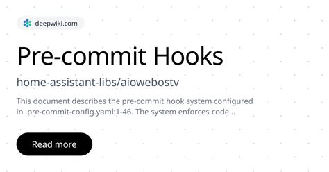Pre Commit Hooks Home Assistant Libsaiowebostv Deepwiki