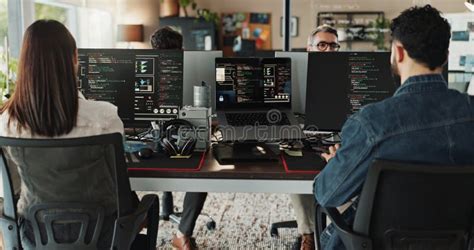 Developer People And Computer With Screen In Coworking Office For Web