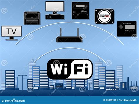 Wi Fi Network Diagram With Devices Stock Illustration Illustration Of