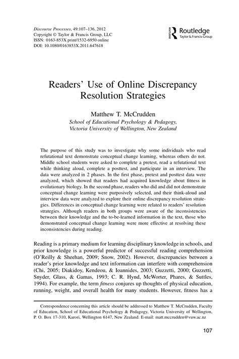 Pdf Readers Use Of Online Discrepancy Resolution Strategies