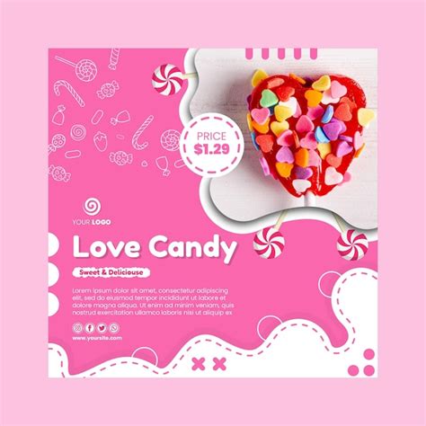 Premium Vector Candy Shop Squared Flyer Template