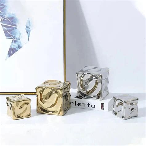 Metallic Coloured Cube Ornament Homeko Uk