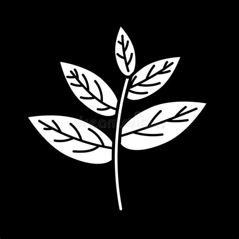Tea Leaf Vector Illustration Tea Leaves Clip Art White On Black
