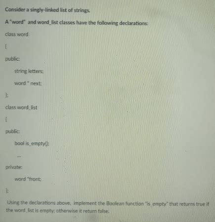 Solved 1 Consider A Singly Linked List Of Strings A Word Chegg