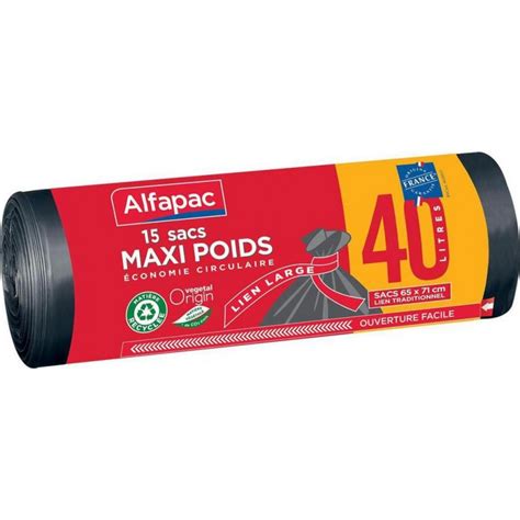 Alfapac Sac Poubelle Maxi Poids L X MEGASTOREXPRESS