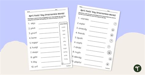April Fools Day Word Scramble Teach Starter