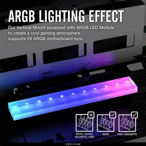 Ezdiy Fab Pcie 4 0 Gpu Mount Bracket Graphic Card Holder Multi Angle Adjustment With 5v 3 Pin