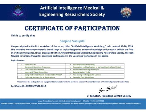 Participated In Ai Workshop By Aimers Sanjana Vasupilli Posted On The