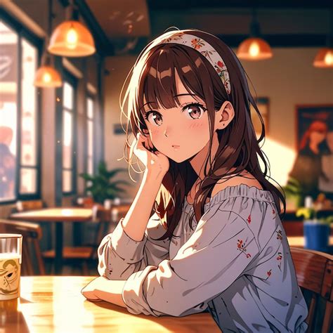 Create An Animestyle Illustration Of A Young And Beautif Premium Ai