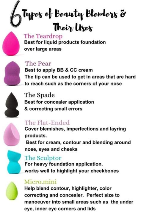 6 Types Of Beauty Blenders And Their Uses Infographic