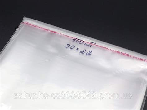 Пакеты с Клейкой Полосой Из Полипропилена 30х22см 25мкм 100шт уп в