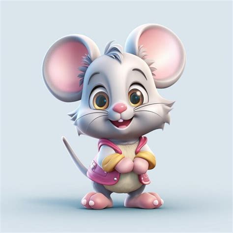 Premium Photo Cute Animated Mouse Caracter Illustration