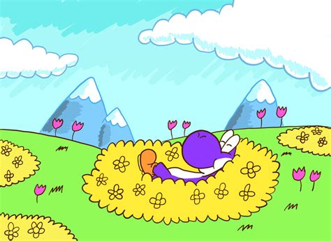 Yoshi Laying On Flowers By Toondreamer On Deviantart
