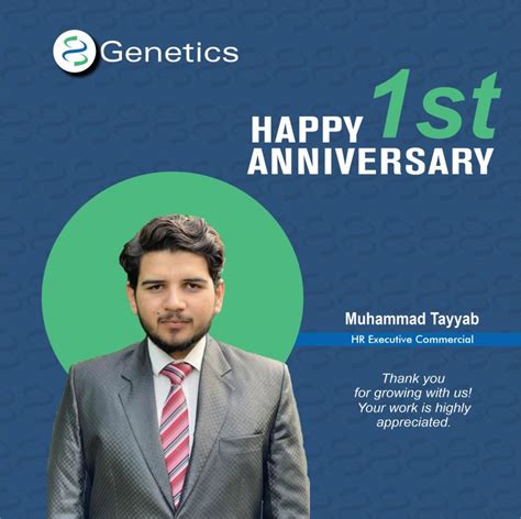 Muhammad Tayyab On Linkedin Workanniversary Grateful Firstyear Genetics Hrm