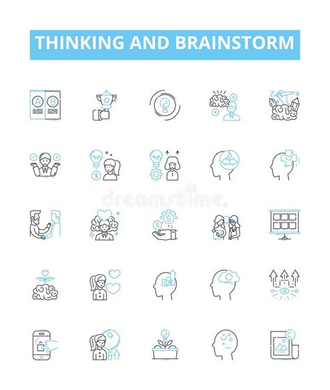 Thinking And Brainstorm Vector Line Icons Set Ideation Brainstorming