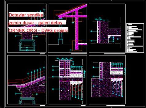 Detaylar Sendika Zemin Duvar Galeri Detay Dwg Projesi Autocad Projeler