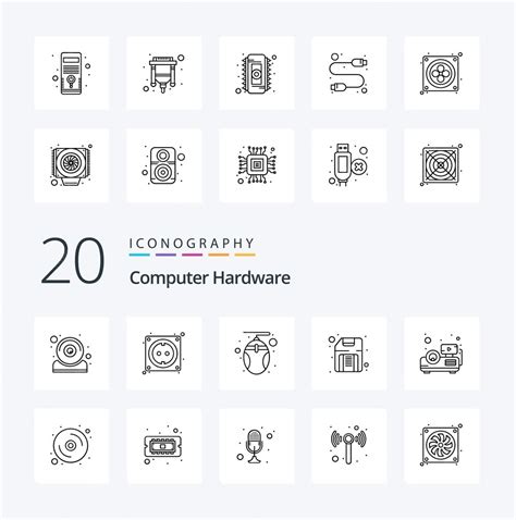 Free Vector 20 Computer Hardware Line Icon Pack Like Presentation Hardware Computer Floppy