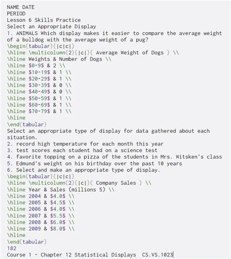 Solved Name Date Period Lesson 6 Skills Practice Select An