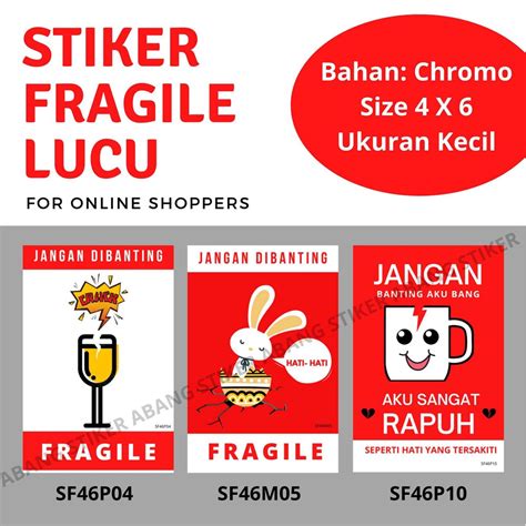 Jual Stiker Fragile Lucu 4 X 6 Cm Sticker Fragile Shopee Indonesia