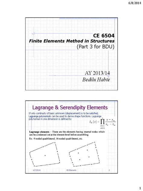 Fem Part 3 Pdf Bending Mathematical Analysis
