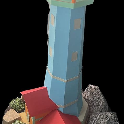 Lighthouse Island 3d Papercraft Pdf Pattern Diy Low Poly Paper Craft