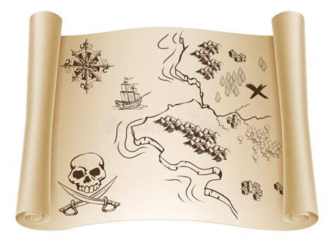 Old Treasure Map On Scroll Stock Vector Illustration Of Crossed 29547136 Old Treasure Map On Scroll Stock Vector Illustration Of Crossed 29547136