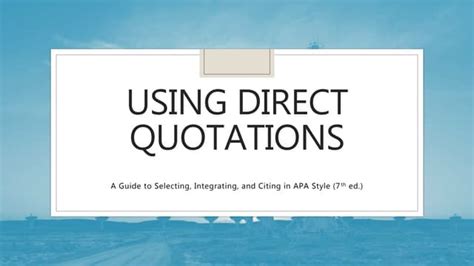 cwl using direct quotations ppt