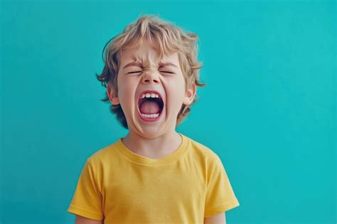 Tantrum Scene Of Boy With Harmonious Background For Ad Campaign Premium AI Generated Image