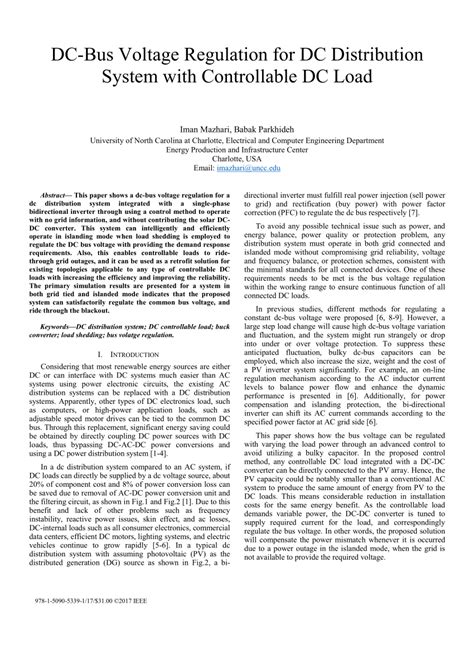 Pdf Dc Bus Voltage Regulation For Dc Distribution System With Controllable Dc Load