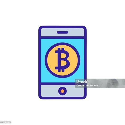 アプリビットコインはアイコンのベクトルです分離された輪郭記号の図 イラストレーションのベクターアート素材や画像を多数ご用意