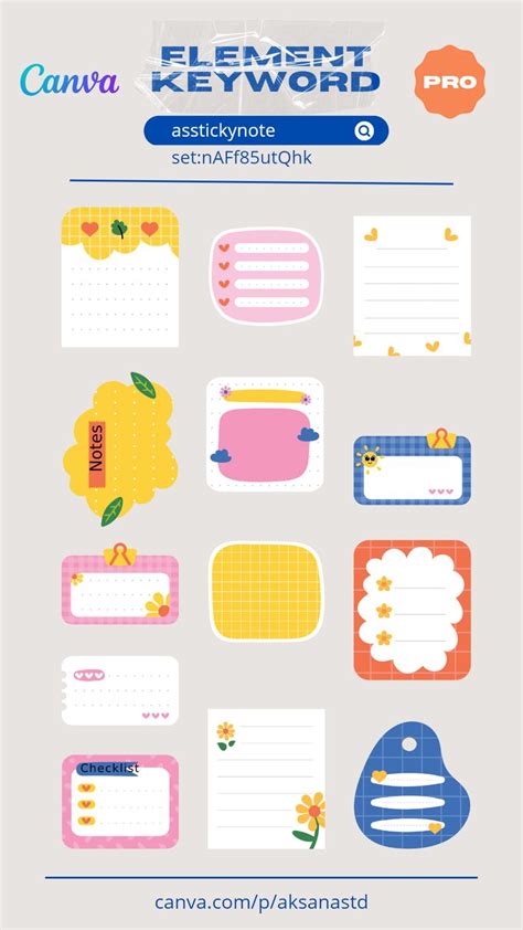 Sticky Note Illustration Pack Canva Element Keyword